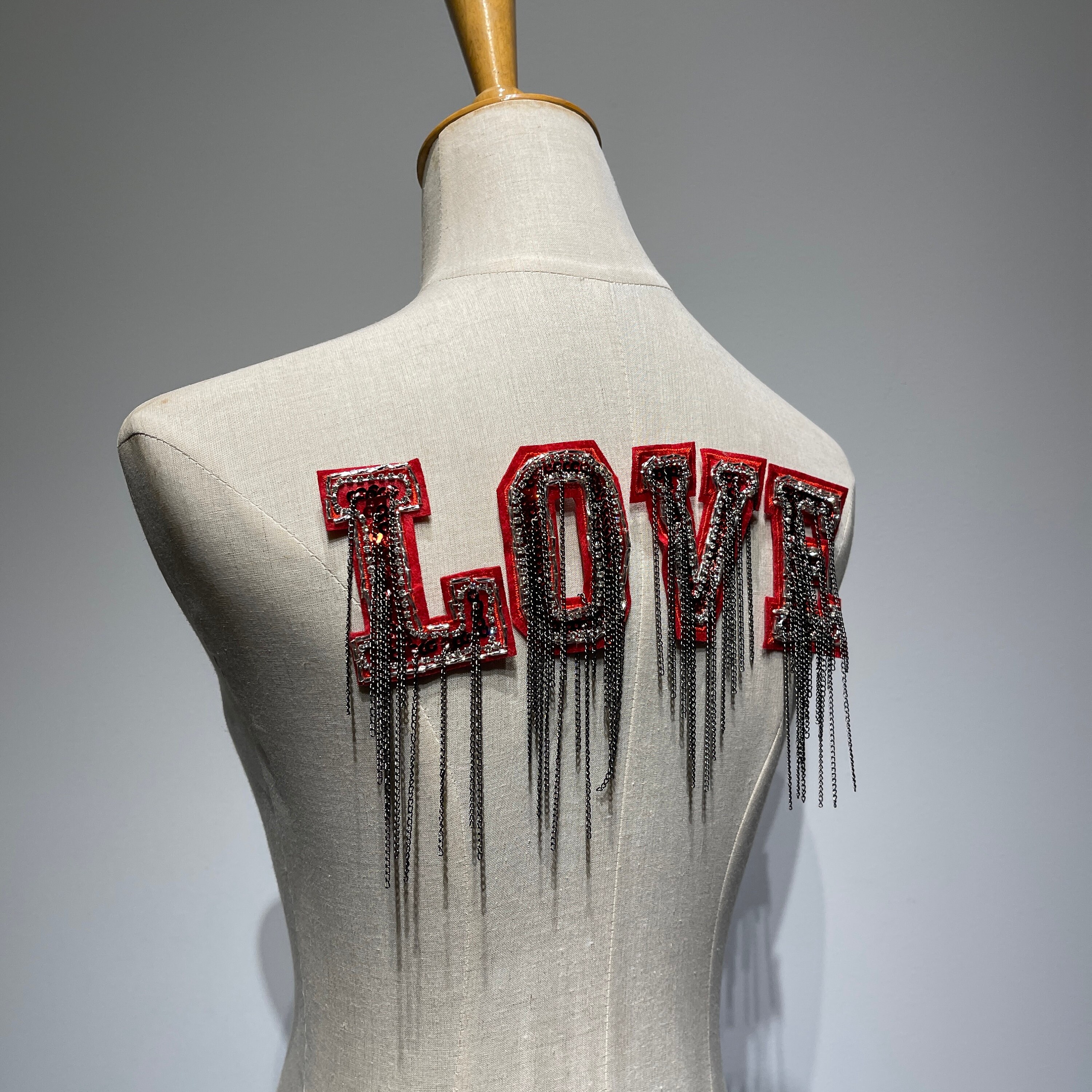 Handmade Red Sequins Love Letter Patch | Beaded Alphabet Applique With ...