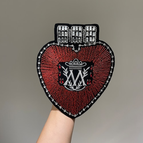Large Sacred Heart Patch Red Sequins Sew on Patches Baroque - Etsy