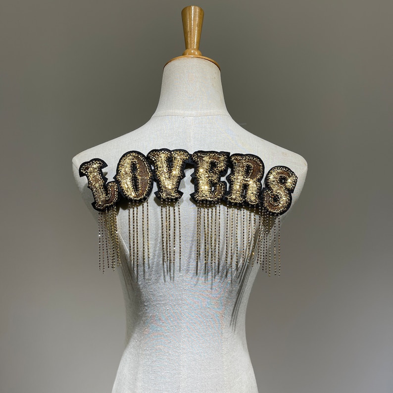 Gold Rhinestone Fringe Lovers Sequins Patch Beads Tassels - Etsy