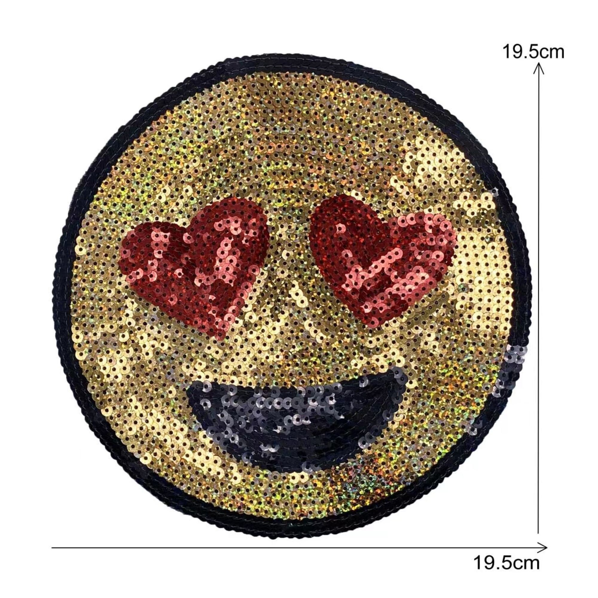 Gold Sequins Iron on Patch Happy Face Embroidered Patch for - Etsy