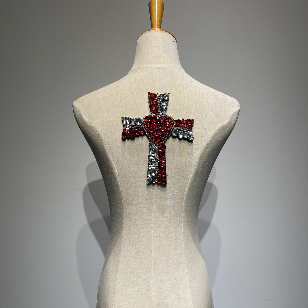Sparkling Rhinestone Christian Cross Patch | Glamorous Appliqué for ...