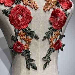 Vintage Inspired Red Flower Patch for Jacket Appliqué - Etsy