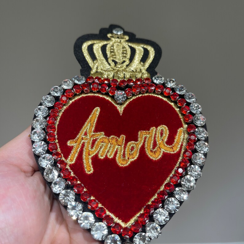 Handmade Vintage Baroque Sacred Heart Crown Heart Gold Thread Beads ...