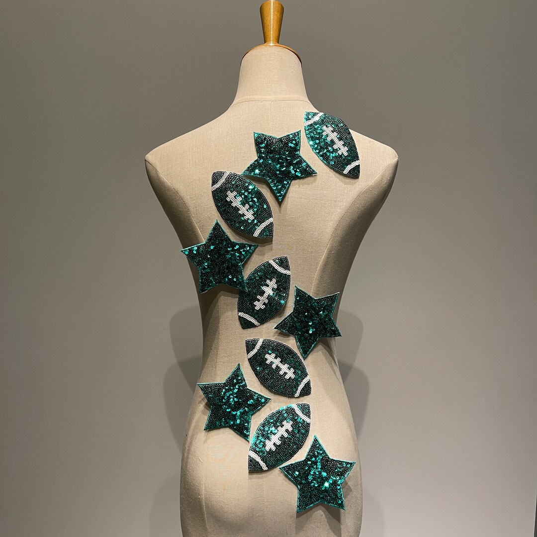 Philadelphia Green Sequins American Football Patch Iron on Applique for ...