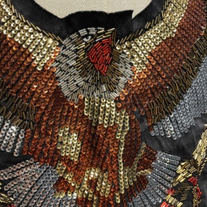 Extra Large Handmade Gold Sequins Flying Eagle Sew on Patch | Majestic Beaded Bird Applique for ...