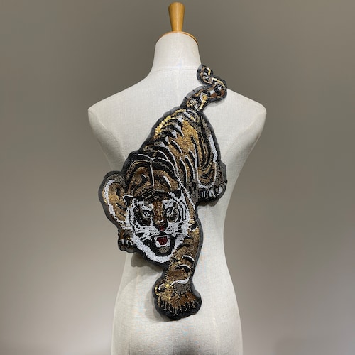 Vintage Tiger Gold Sequins Sew on Patches for Clothes Back - Etsy