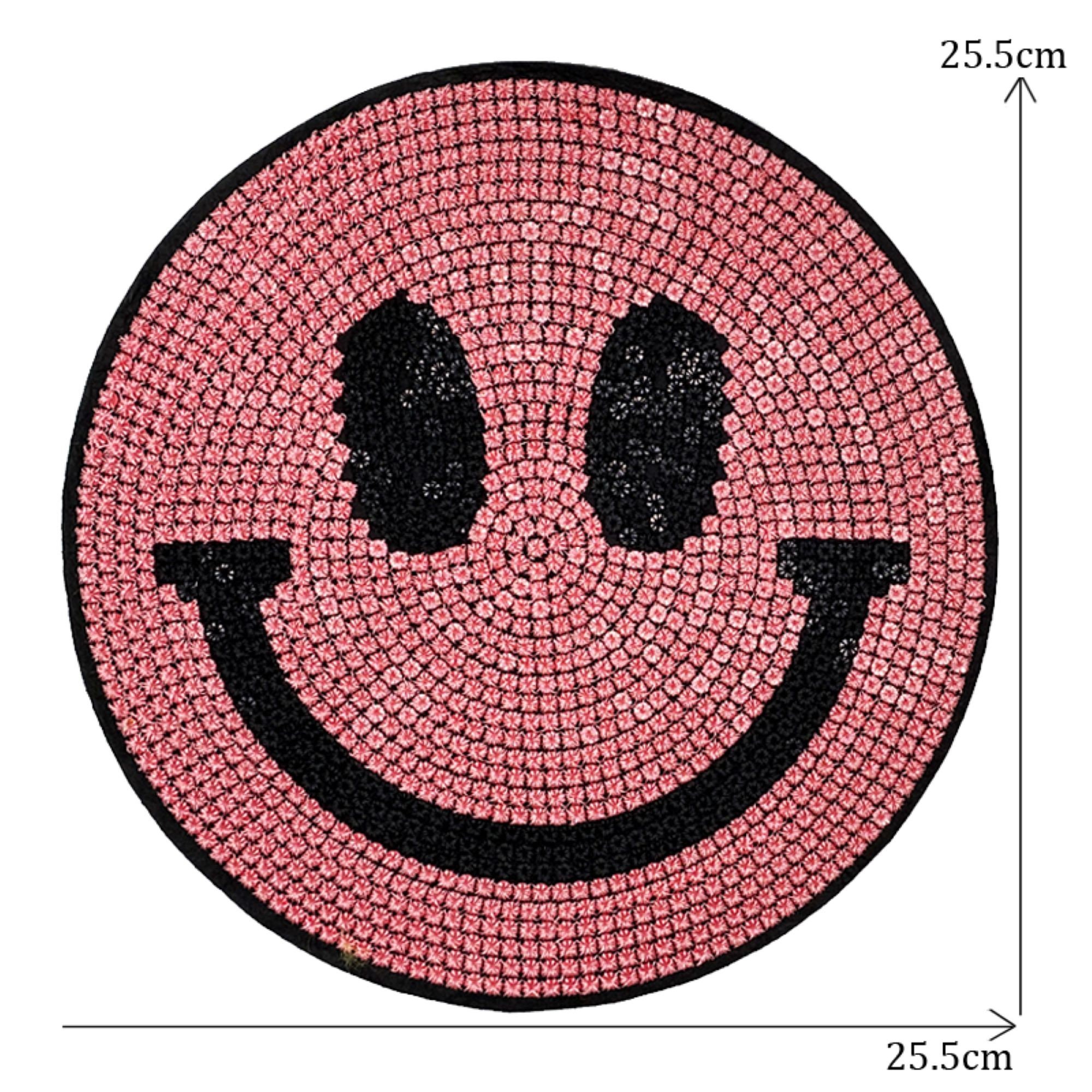 Smiley Face Iron on Patch Hot Pink Embroidered for Vintage - Etsy