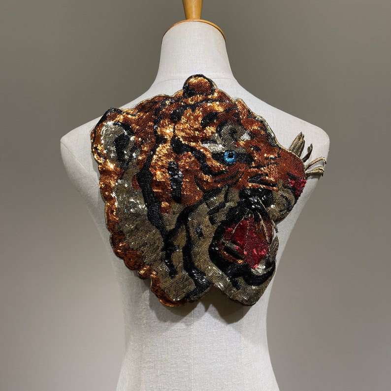 Vintage Tiger Gold Sequins Sew on Patches for Clothes Back - Etsy