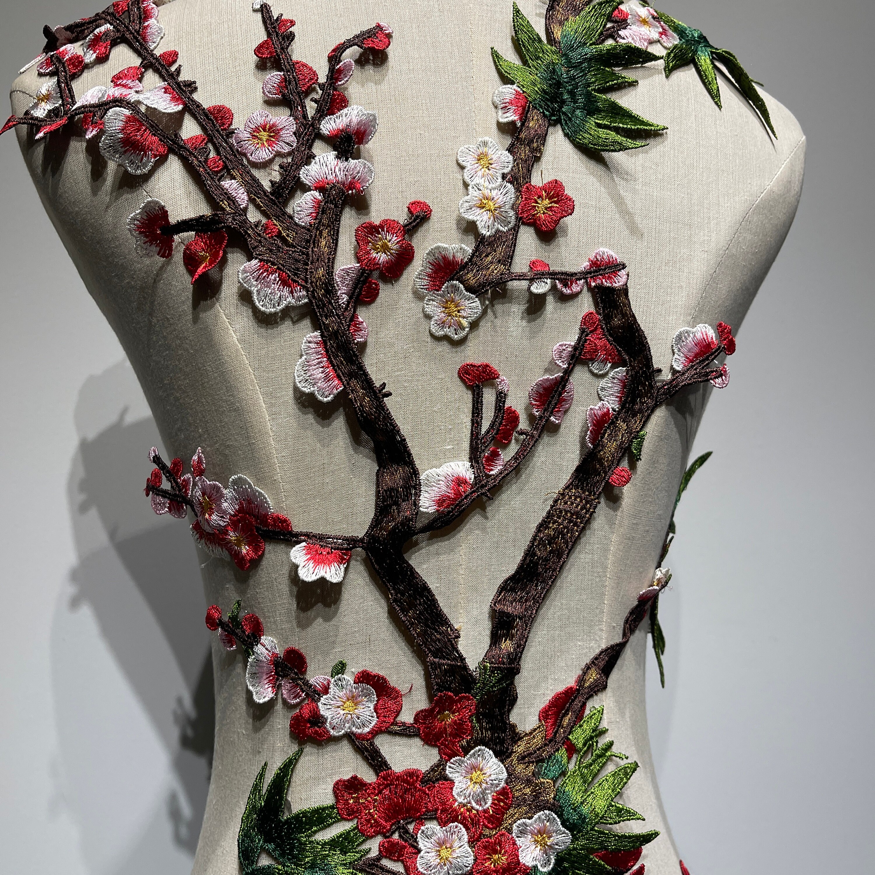 Large Embroidered Plum Blossom Patch - Artisanal Floral Appliqué - Etsy