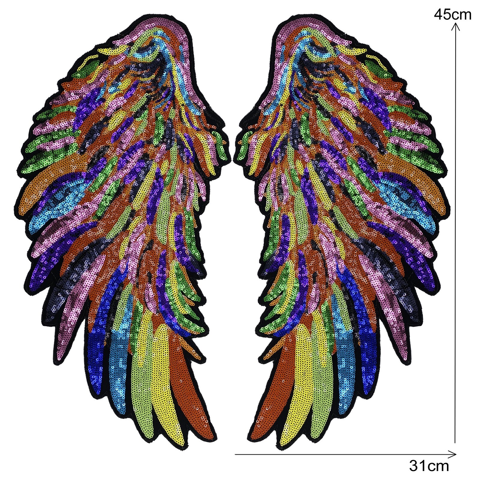 Performance Sequins Angel Wings Multi-color for Vintage Clothes Back ...