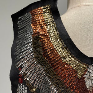 Extra Large Handmade Gold Sequins Flying Eagle Sew on Patch | Majestic Beaded Bird Applique for ...