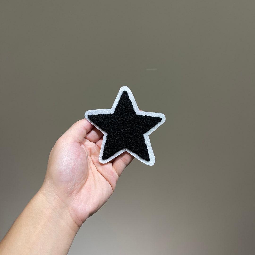 Chenille Small Black Star Embroidered Sew on Patch for Clothes or Pants ...