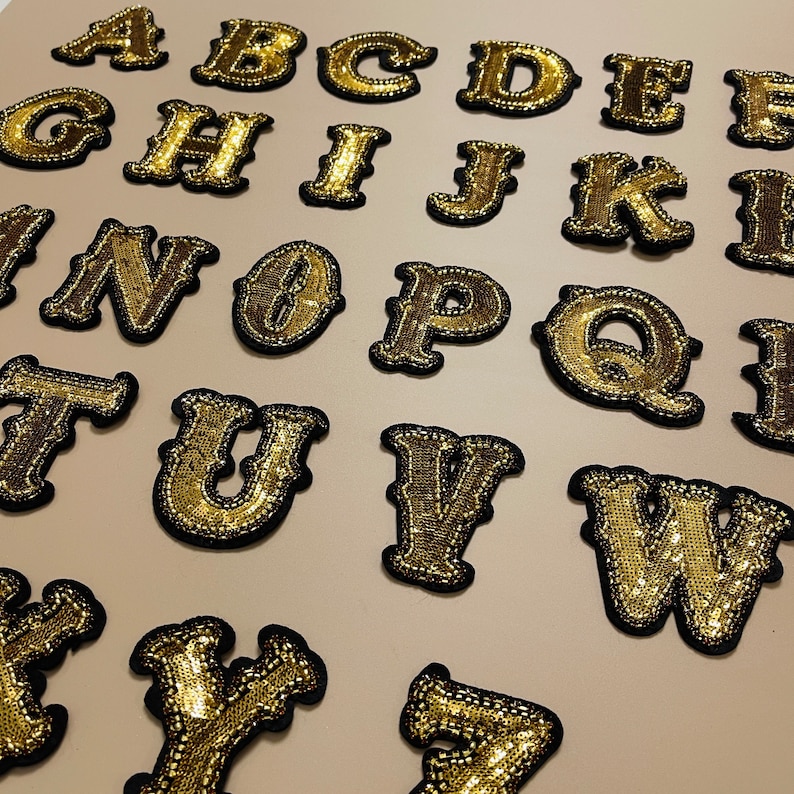 Gold Rhinestone Sequins Letters A to Z Sew on Patches for - Etsy