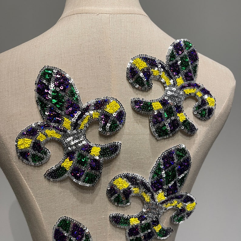 Sequins Fleur De Lis Iron on Patch for Mardi Gras Costume Appliqué - Etsy