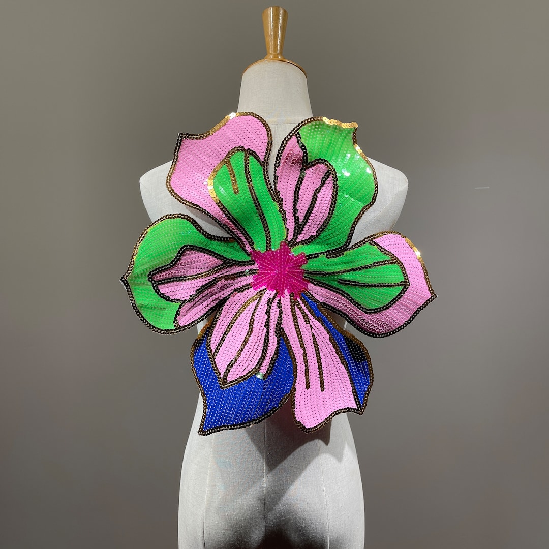 Sparkling Extra Large Sequined Flower Sew-on Patch for Fashionable ...