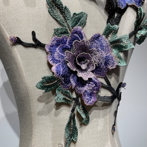 Purple Embroidered Flower Sew-on Patch - Vintage-inspired Large 3D ...