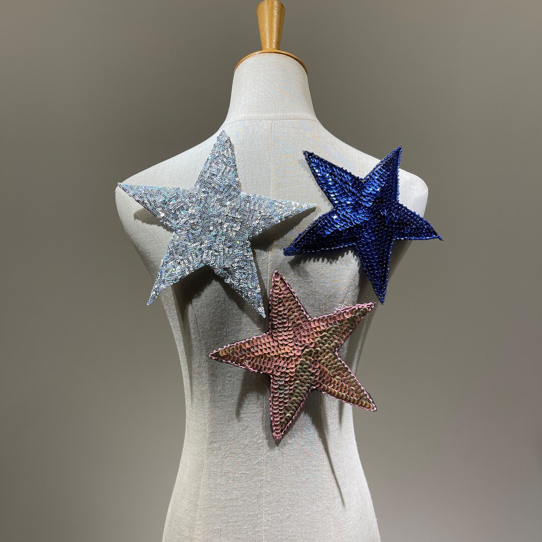 Colorful Star-shaped Beaded Sequins Iron-on Patch for Festive Decor and ...