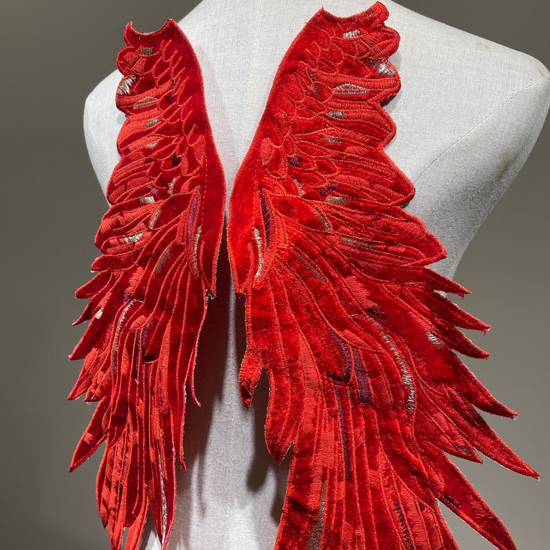 Cherry Red Velvet Angel Wings Sew on Patches for Vintage - Etsy