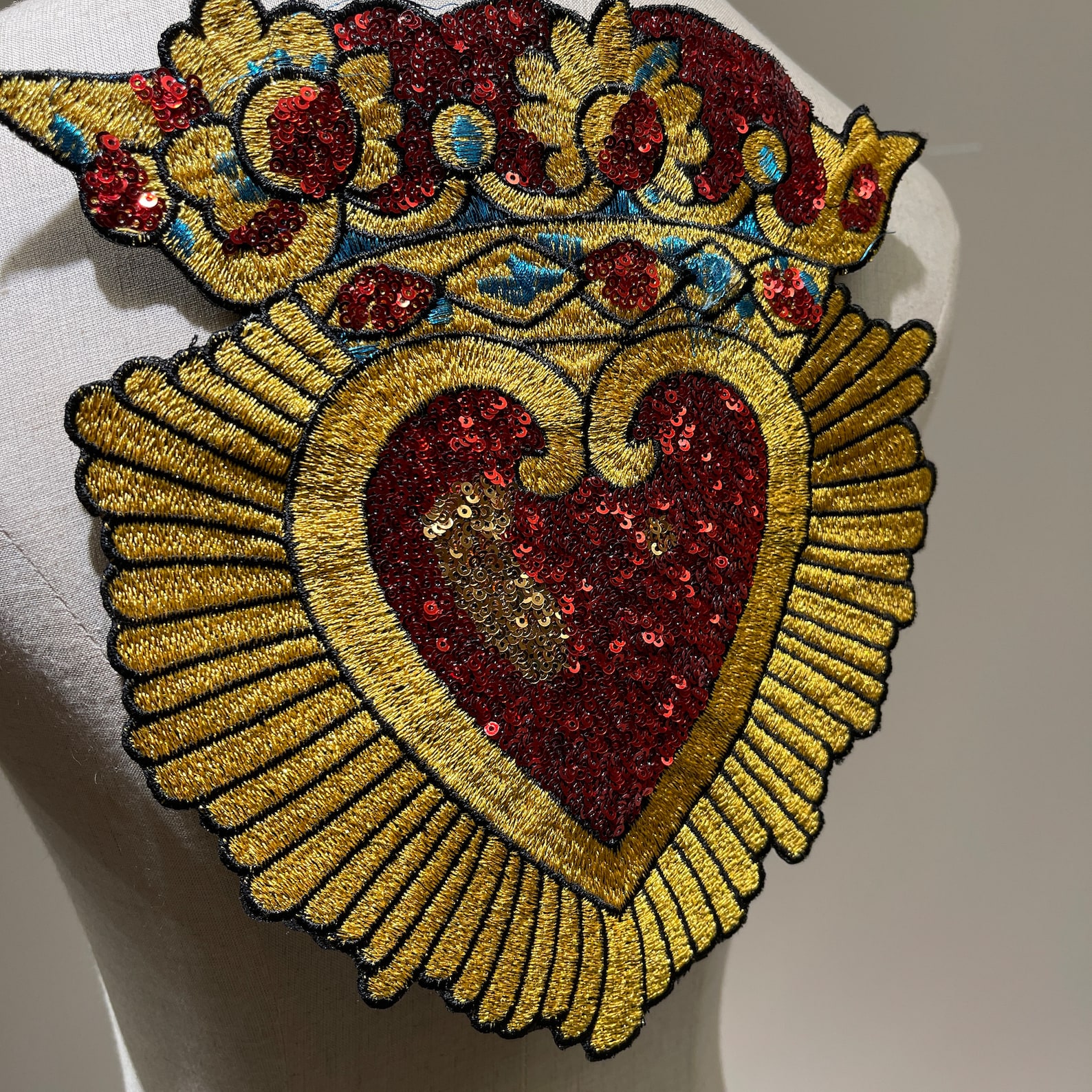 Large Sacred Heart Patch Red Sequins Sew on Patches Baroque - Etsy