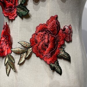 Embroidered Red Floral Appliqué for Taylor S-inspired Jacket or Vintage ...