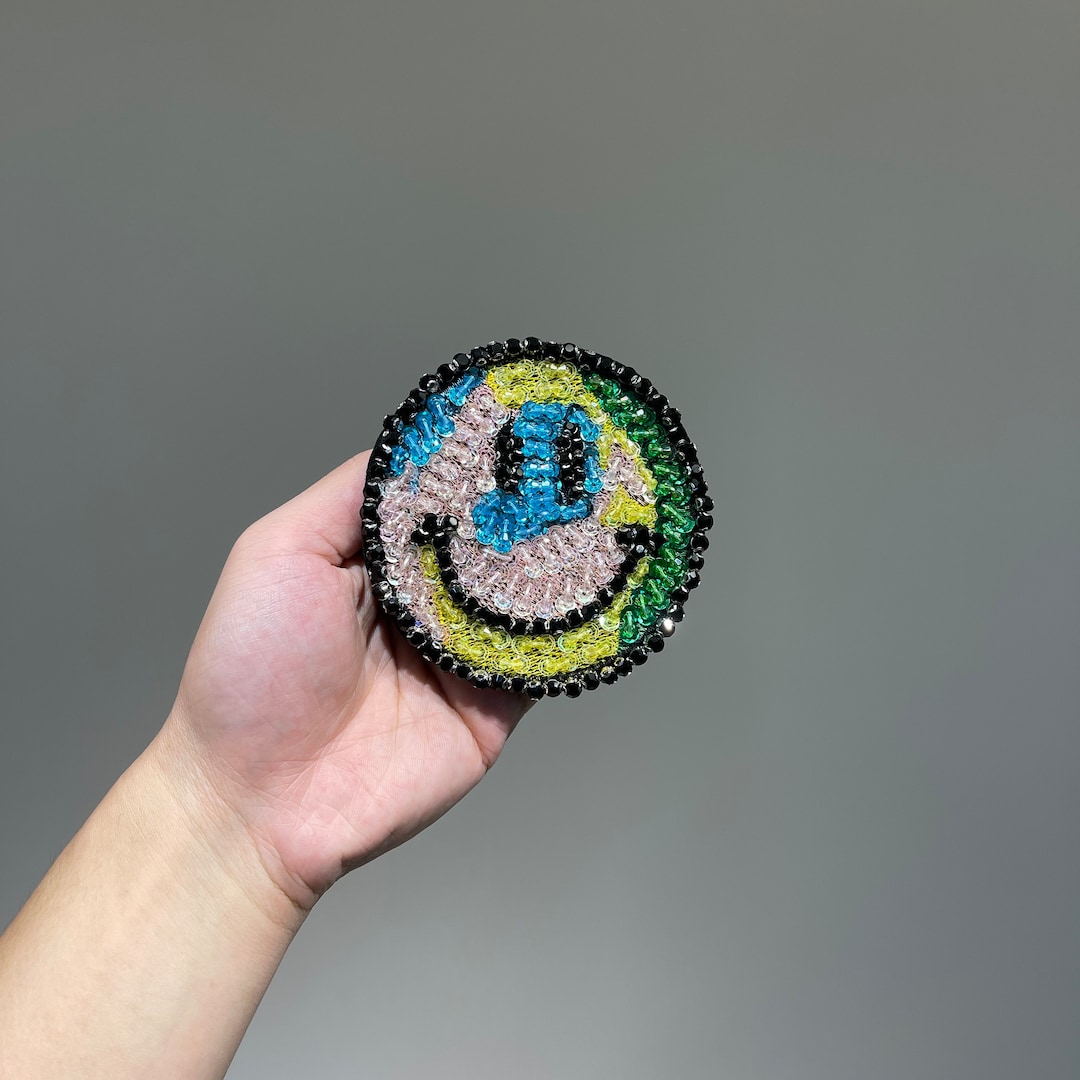 Small Happy Face Smile World Sequins and Rhinestone DIY Patches for ...