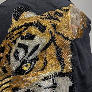 Exclusive Large Tiger Head Patch With Gold & Silver Beading Applique on ...