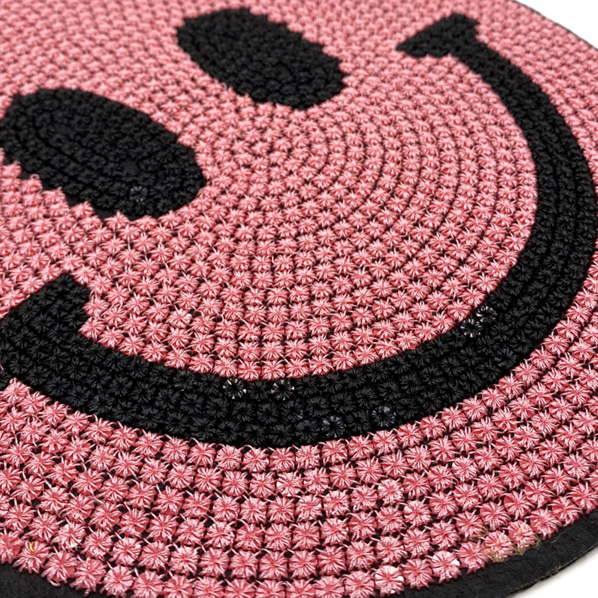 Smiley Face Iron on Patch Hot Pink Embroidered for Vintage - Etsy