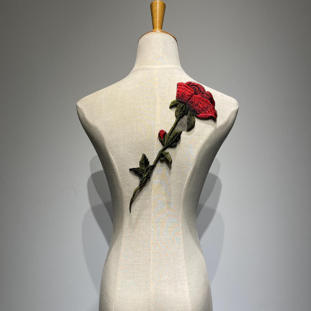 Delicate Rose Embroidery Patch - Elegant Floral Appliqué for Jackets - Etsy