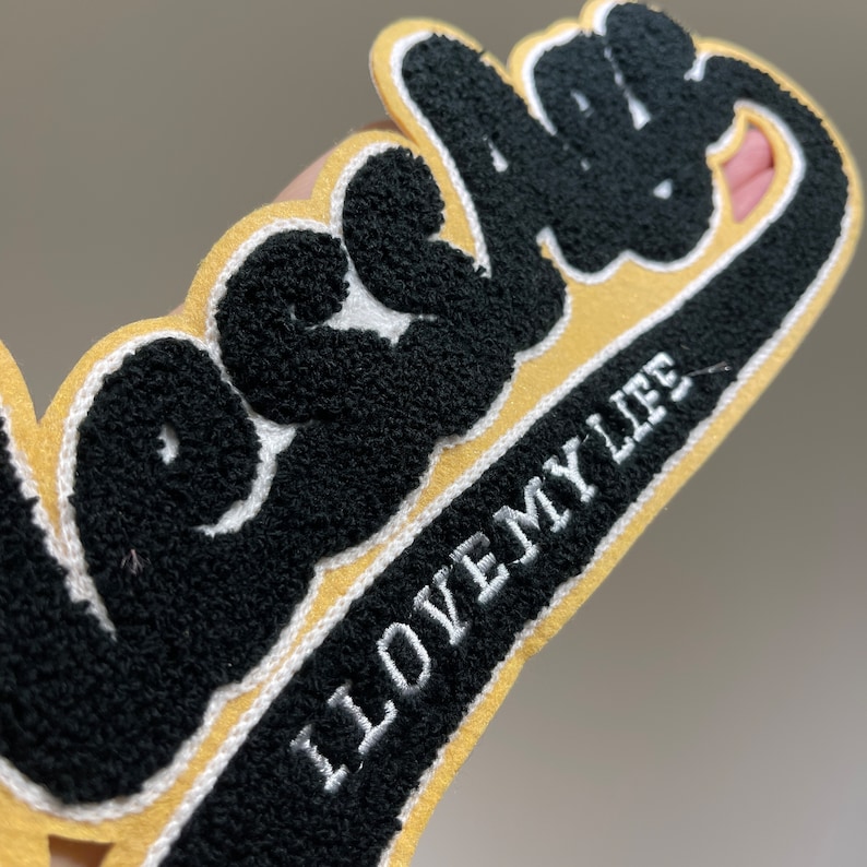 Chenille Embroidered Sew on Patches With Message I Love My Life Letter ...