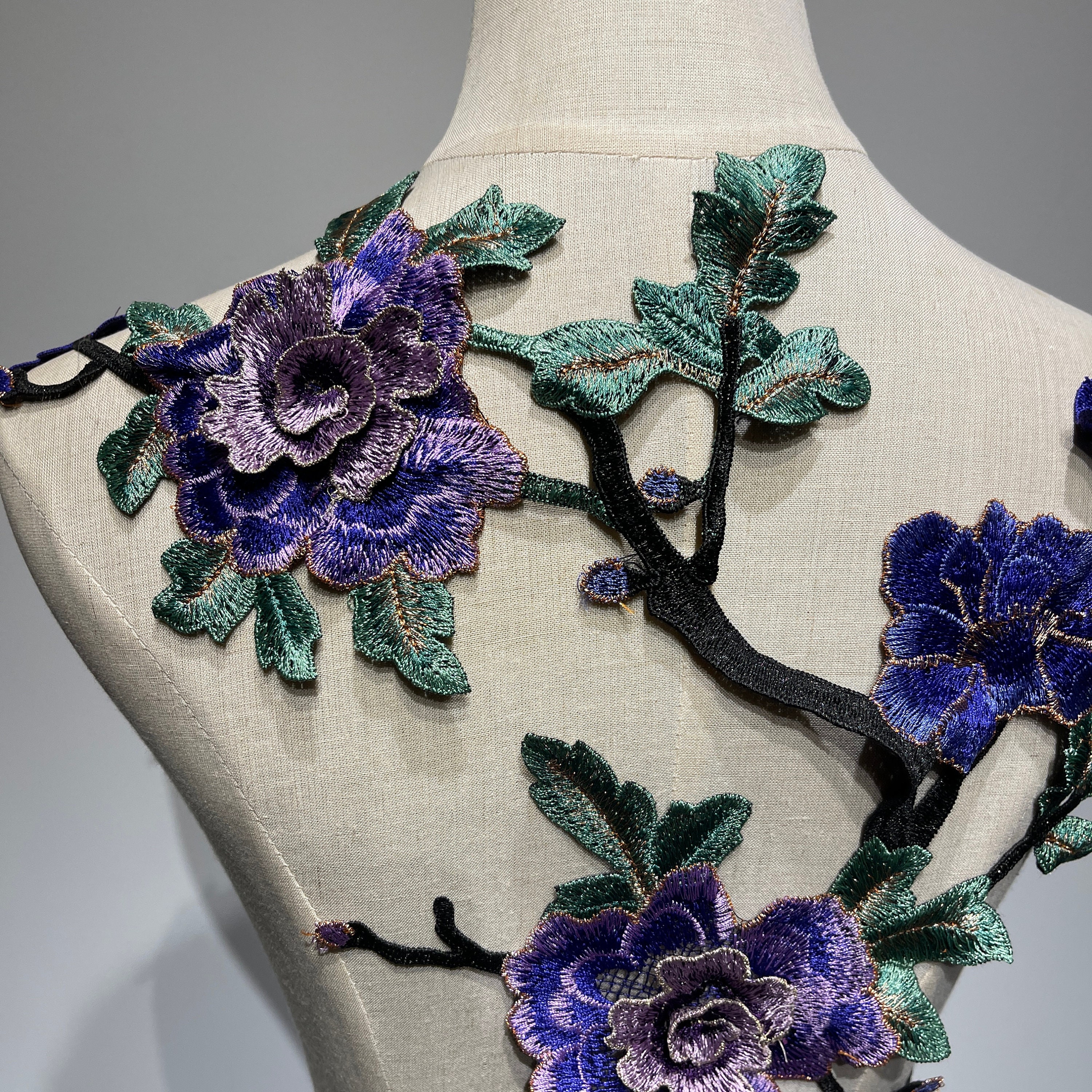 Purple Embroidered Flower Sew-on Patch - Vintage-inspired Large 3D ...
