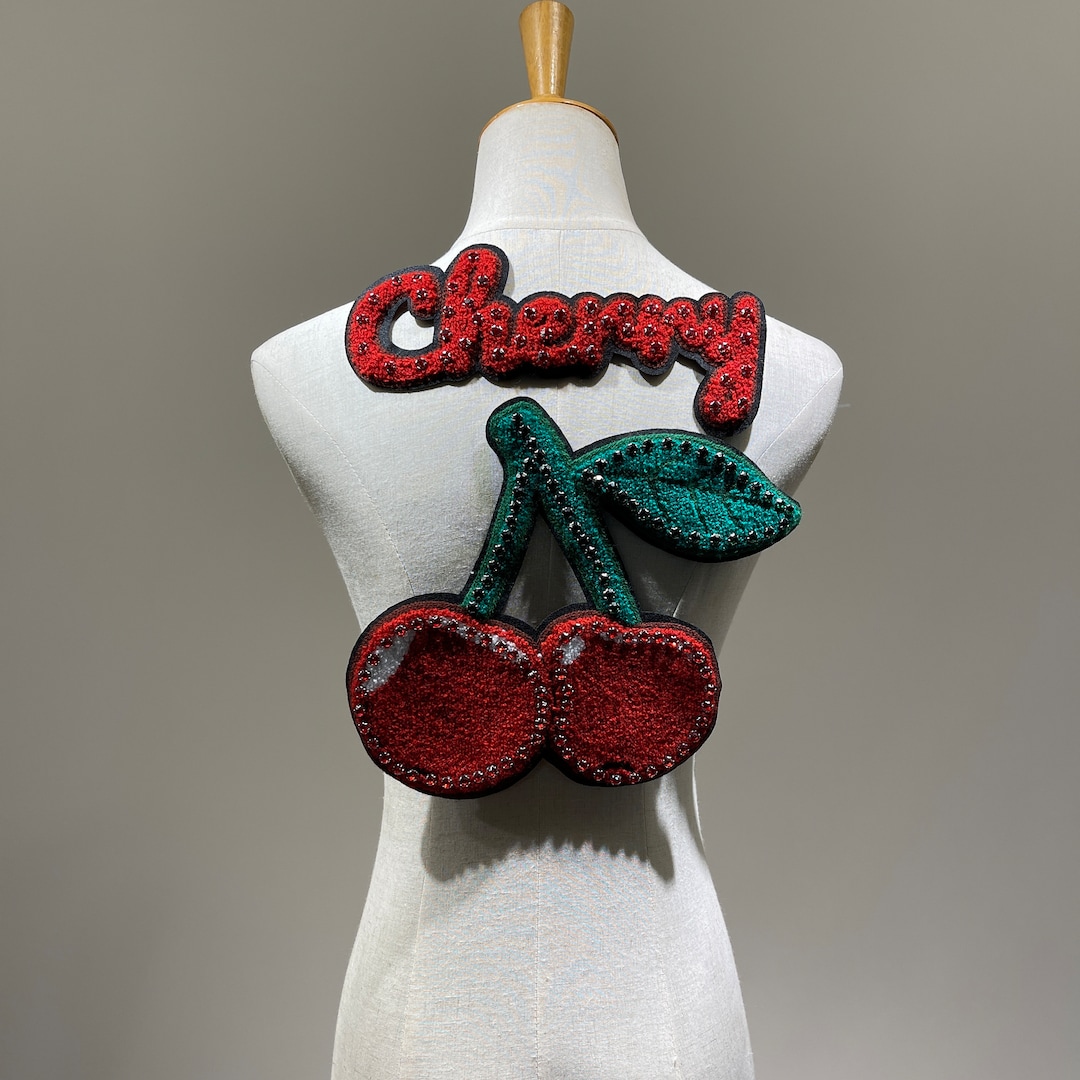 Chenille Rhinestone Embroidered Cherry Sew on Patch for Clothes Back ...