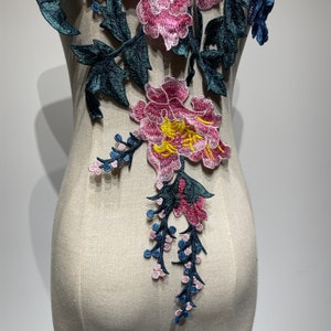 Extra Large Embroidered Flower Sew on Applique | 70cm Height | Pink ...
