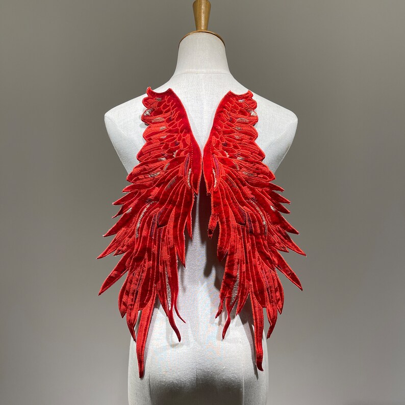 Cherry Red Velvet Angel Wings Sew on Patches for Vintage - Etsy