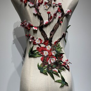 Large Embroidered Plum Blossom Patch - Artisanal Floral Appliqué - Etsy