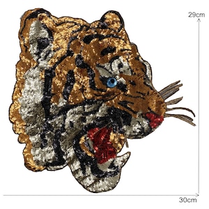 Vintage Tiger Gold Sequins Sew on Patches for Clothes Back Patch Embroidery of Denim Jackets ...