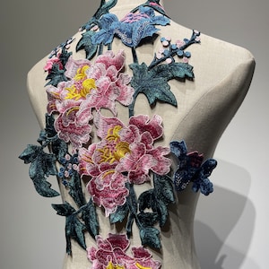 Extra Large Embroidered Flower Sew on Applique | 70cm Height | Pink ...