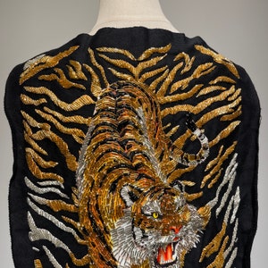 Extra Large Beaded Tiger Patch - Gold Silver Handcrafted Beads ...