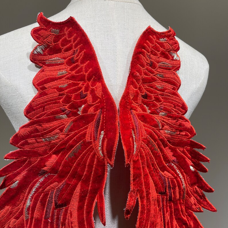 Cherry Red Velvet Angel Wings Sew on Patches for Vintage - Etsy