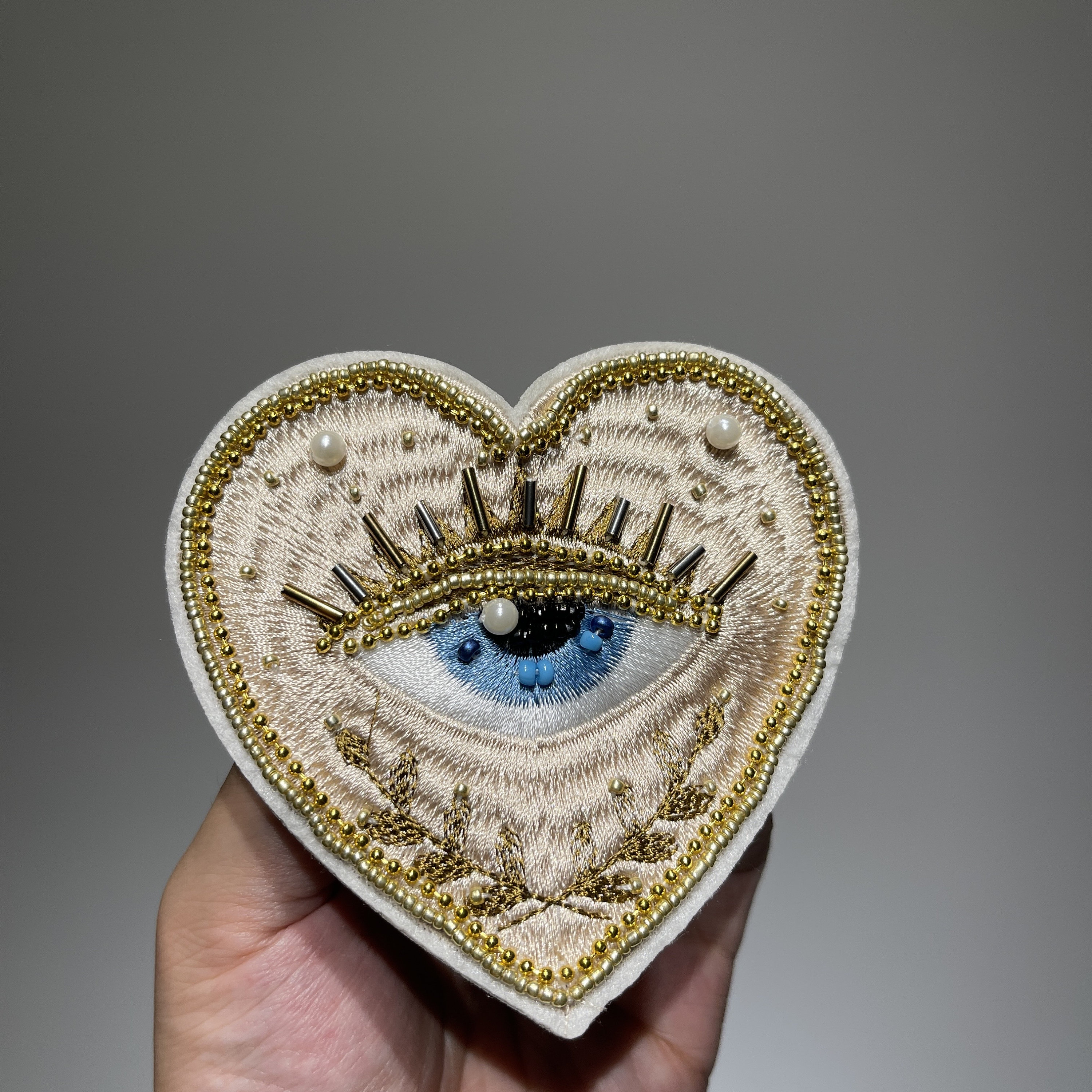 Vintage Inspired Sacred Heart Patch | Embroidered Evil Eye Patch for ...