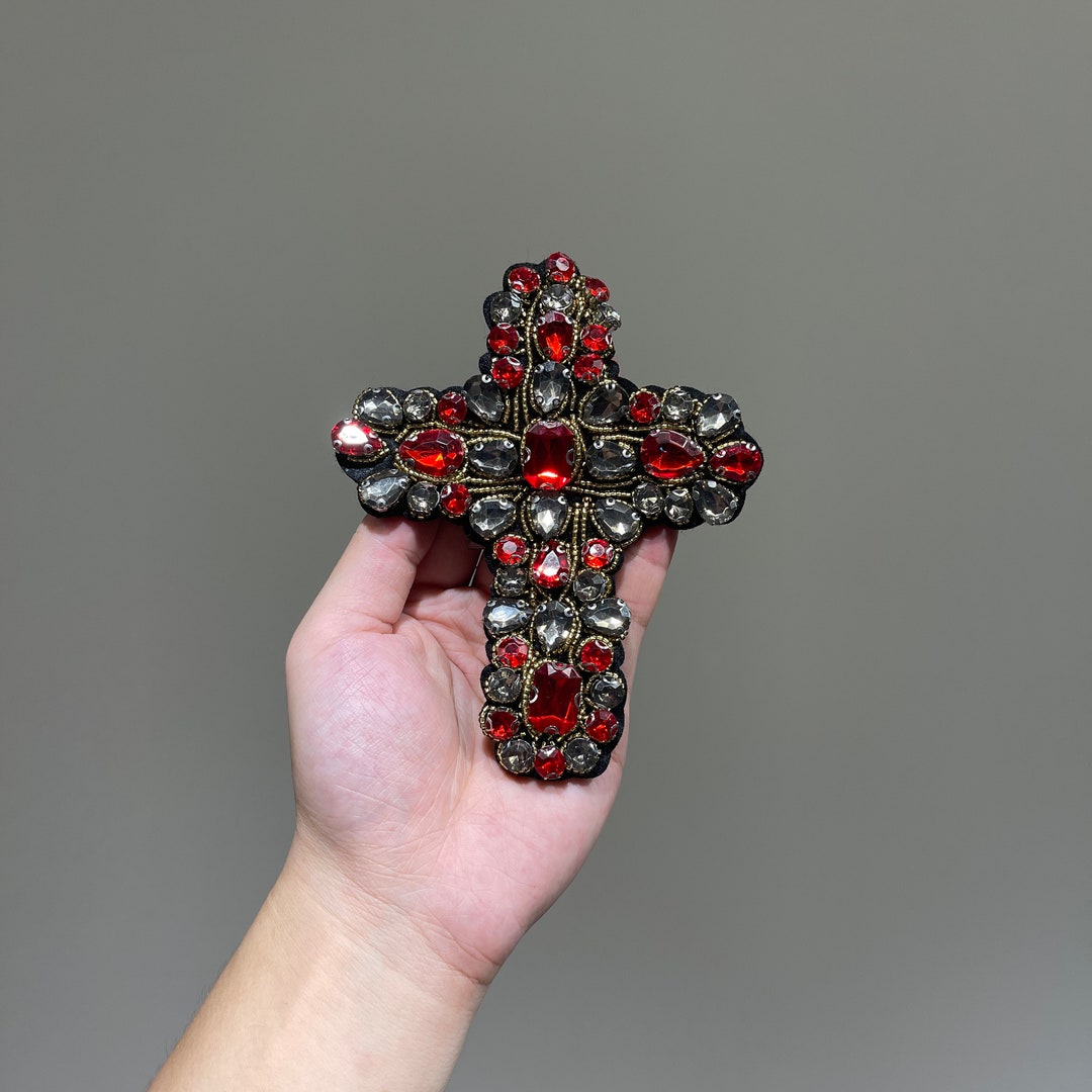 Handmade Rhinestone Cross Applique for Clothing, Bags, Denim Jackets ...
