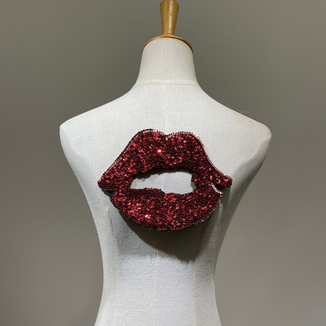 Lips Sew on Sequins Patch for Clothes Back or Jumper and Suits Applique ...