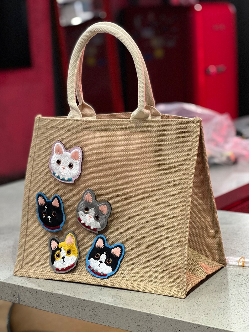 Handmade Cute Kitty Cat Embroidered Patch Exclusive for Clothes Sew on ...
