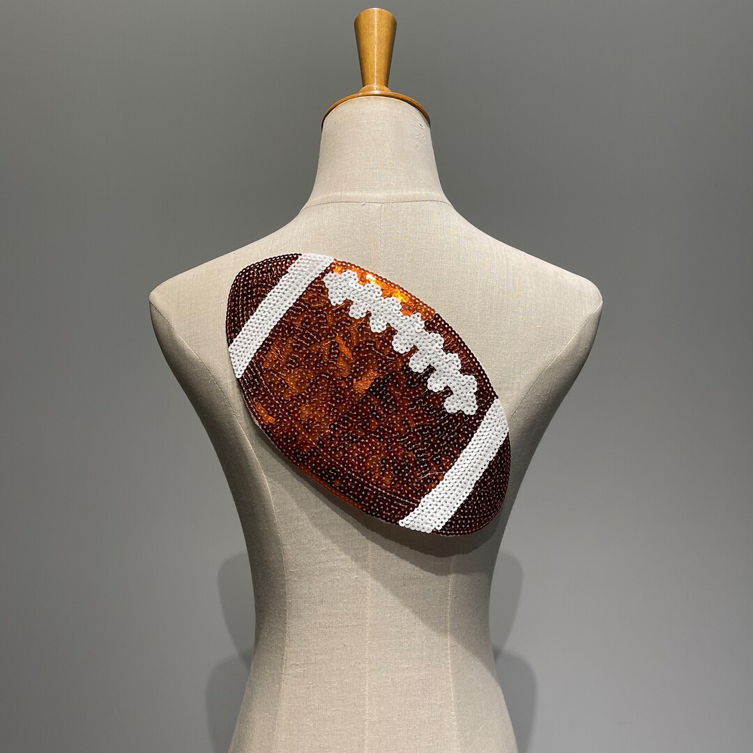 Large Orange Sequins Football Iron on Patch for Game Day Pullover ...
