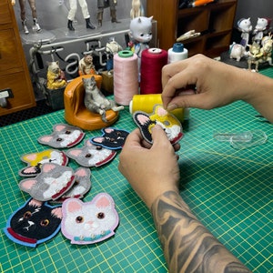 Handmade Cute Kitty Cat Embroidered Patch Exclusive for Clothes Sew on ...
