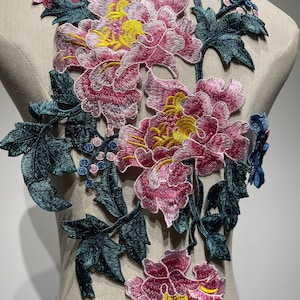 Extra Large Embroidered Flower Sew on Applique | 70cm Height | Pink ...