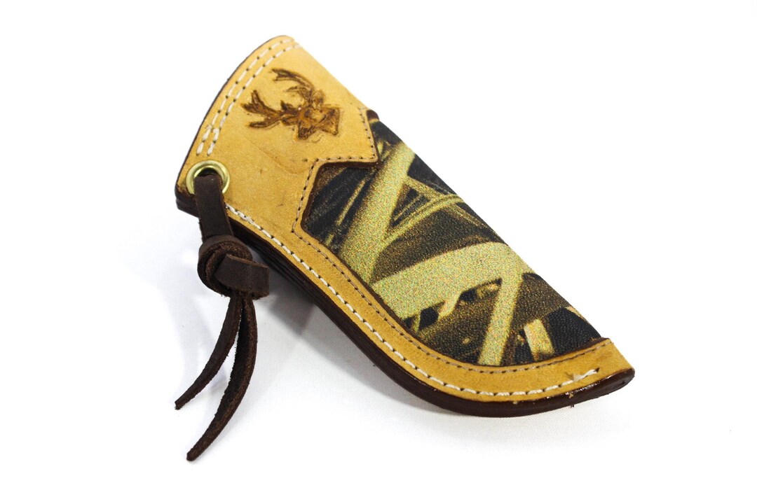 Leather Knife Sheath With Deer Design Camo - Etsy