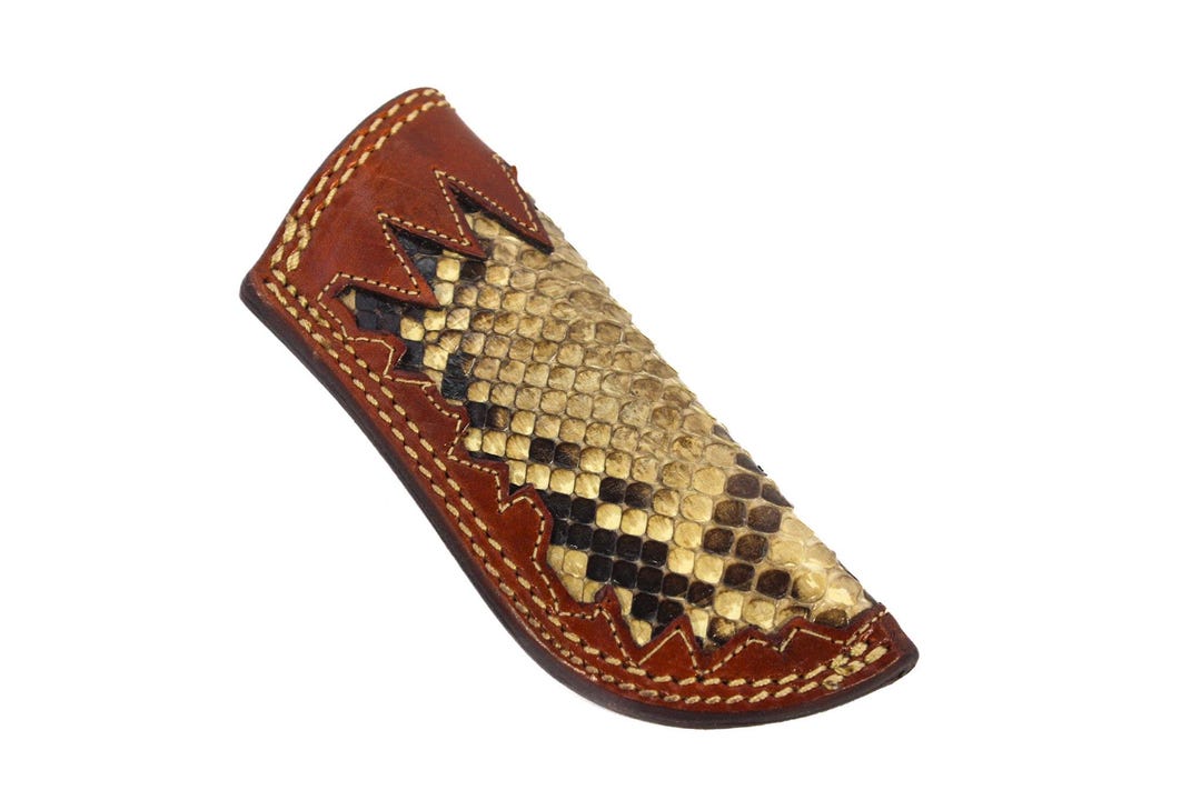 Python Leather Knife Sheath - Fold Over Design for 5 Inch Folding Knife ...