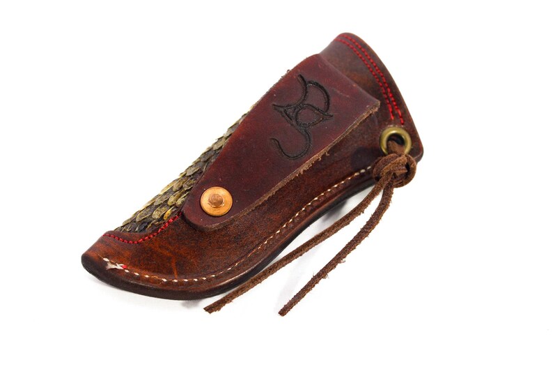 Rattlesnake Leather Knife Sheath Fold-over Pouch Style With Rattlesnake ...