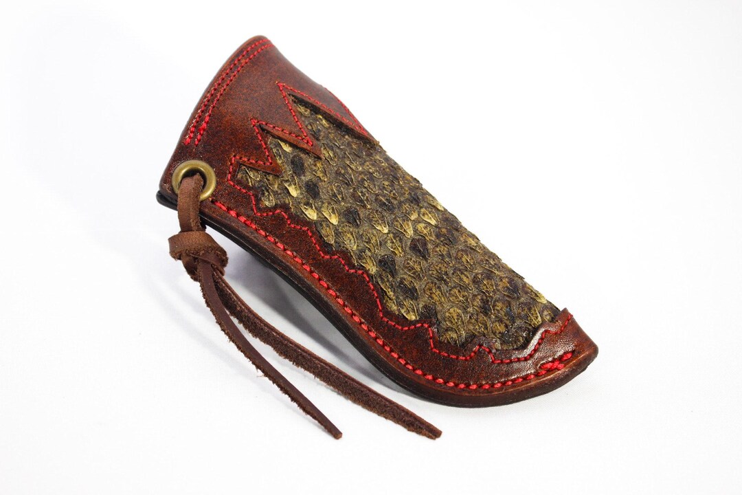 Rattlesnake Leather Knife Sheath - Fold-over Pouch Style With ...
