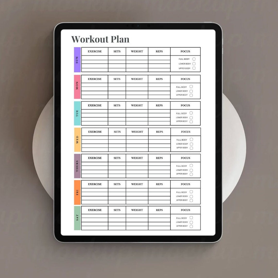 Workout Log, Fitness Planner, Workout Tracker, Colourful Log ...